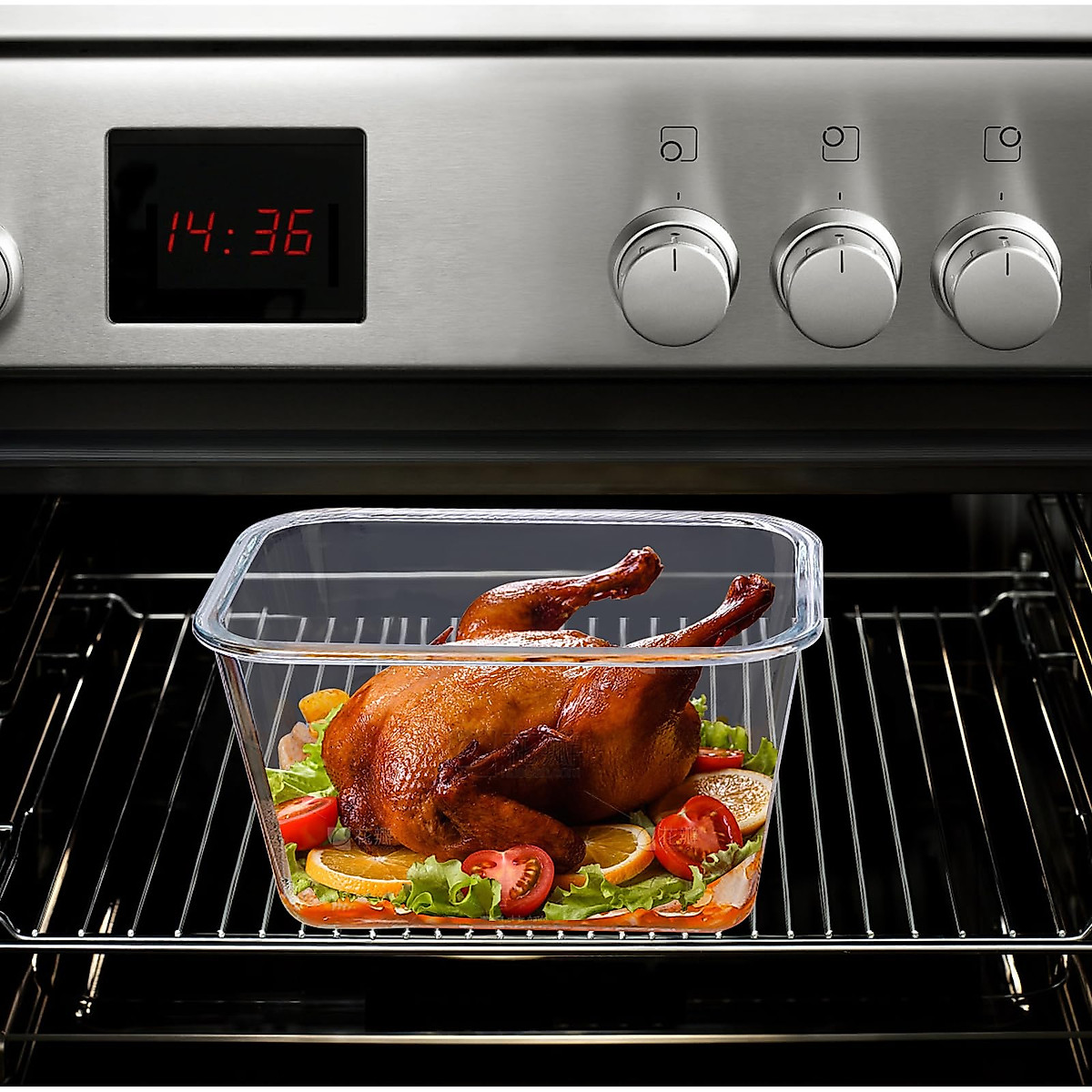 TRBIDRBO 2600 ML /88oz/ 11 Cup LARGE Glass Food Storage Container with Airtight Locking Lid for Storing food, Vegetables, Fruits Roasting Turkey Freezer Microwave & Oven Safe Leak Proof