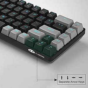 MageGee Portable 60% Mechanical Gaming Keyboard, MK-Box LED Backlit Compact 68 Keys Mini Wired Office Keyboard with Red Switch for Windows Laptop PC Mac - Black/Grey