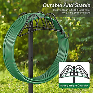 Garden Hose Holder Freestanding, Extra Thick Water Hose Stand, Heavy Duty Metal Garden Hose Storage,Garden Hose Reel, Water Hose Holders for Outside, Detachable Outdoor Hose Holder