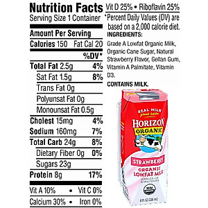 Organic Milk, Horizon Organic Whole Milk | Shelf Stable Milk, Grass Fed Milk Assortment of Plain, Vanilla, Chocolate, & Strawberry, Lowfat On-The-Go Milk Boxes for Kids & Adults| Includes Calcium, Vitamin A, Vitamin D & 8g of Protein, Non GMO Milk 8 Fl Oz