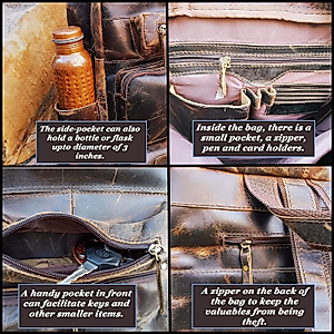 Buffalo Leather Backpack Multi Pockets Daypack Travel Laptop Bag for Men Women