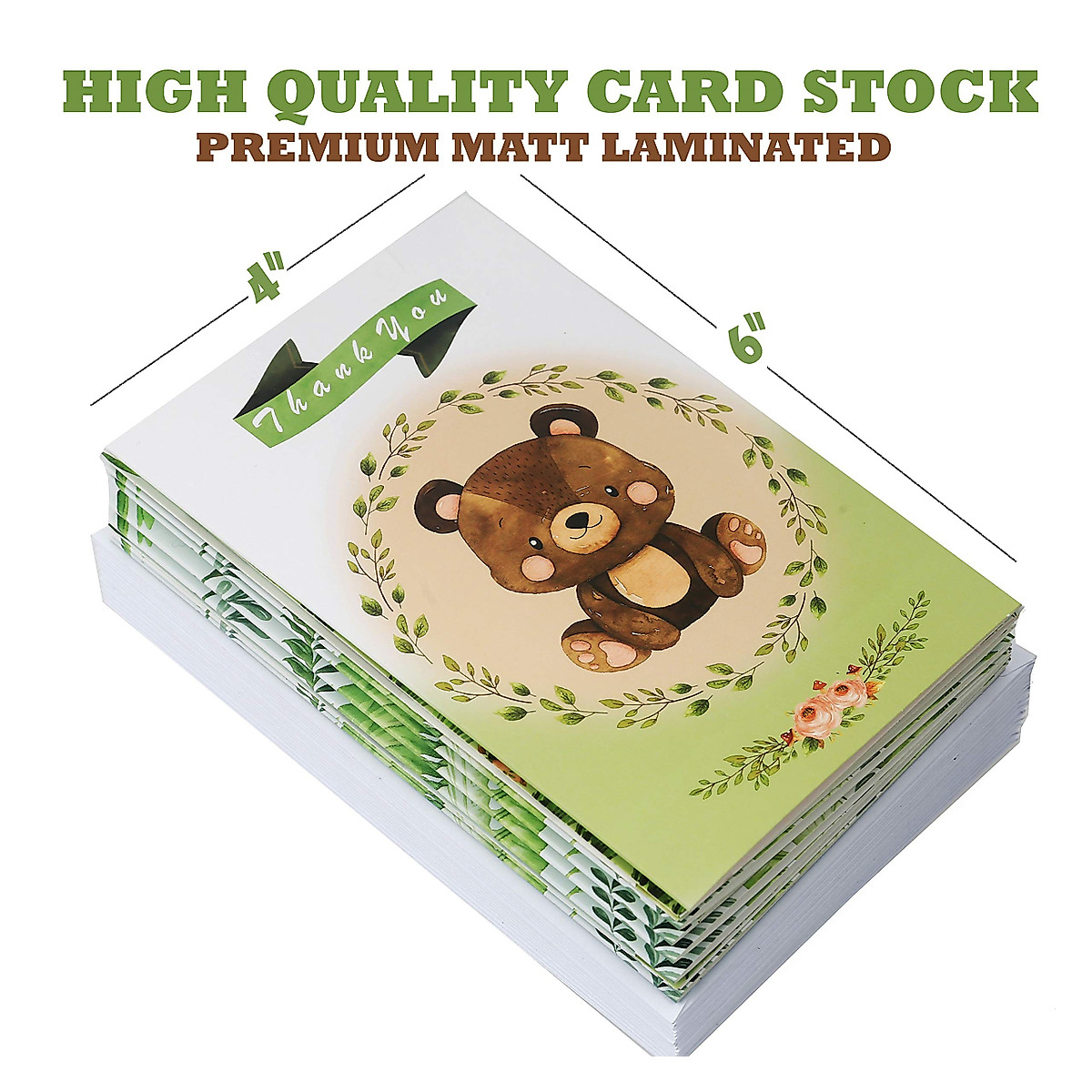 SUPREME IMPRESSION Baby Shower Thank You Cards - 36 Pack of Cute Woodland Forest Animals Thank You Notes with Envelopes and Stickers | Perfect for Kids Birthday or Baby Showers