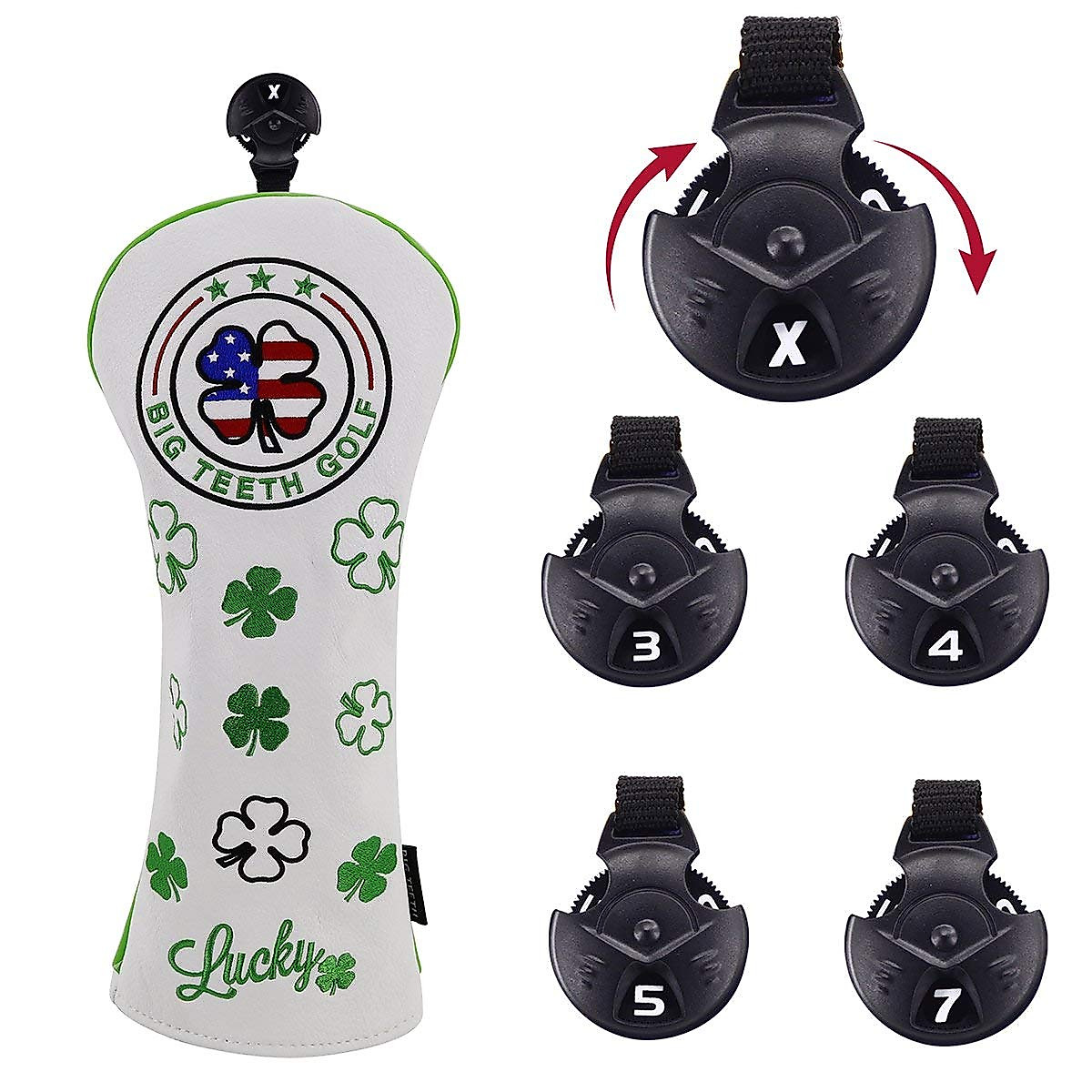 Golf Head Covers Driver Fairway UT Cover Putter Iron Cover Golf Club Protector Lucky Clover
