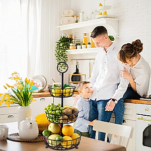 weharnar 3 Tier Fruit Basket for Kitchen, Detachable Fruit Holder, Black Fruit Stand, Wire Vegetable Basket, Large Capacity Fruit Bowl for Kitchen Counter, Kitchen & Home Decor