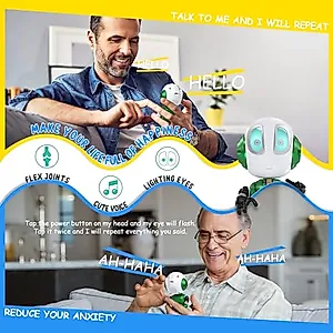 BROADREAM Stocking Stuffers, Robot Kids Toys, Mini Robot Talking Toys for Boys Girls Travel Toys Help Kids Talking for Christmas Stocking Stuffers, LED Lights and Interactive Voice Changer (Green)