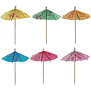 [240 Count] Umbrella Cocktail Drink Picks - Assorted Tropical Colors Party Toothpicks