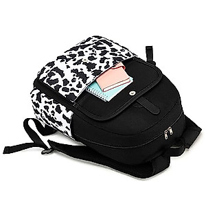 Bluboon College Laptop Backpack School Bookbag Travel School Bag for High School(Cow-Black)