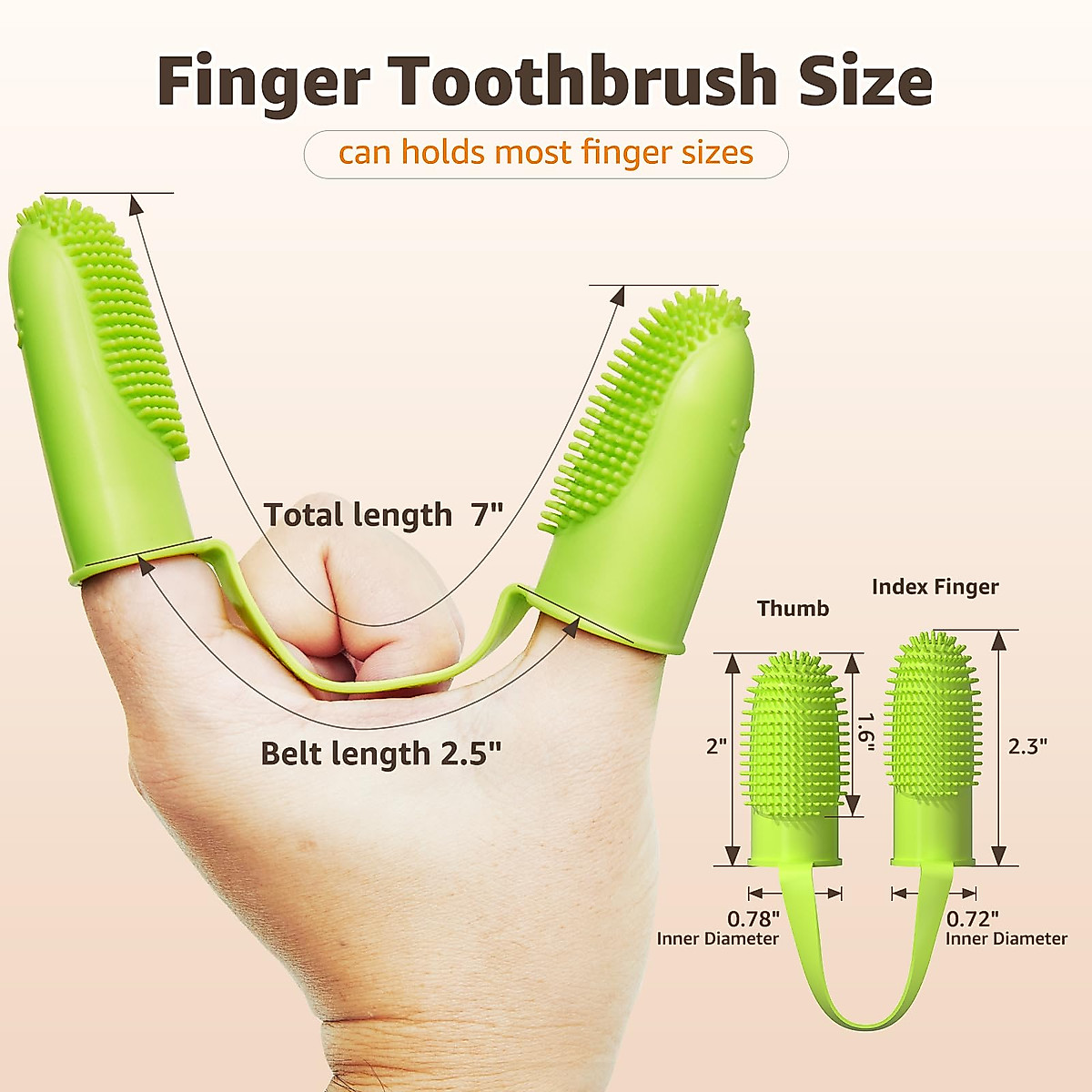 LOOBANI Dog Toothbrush Finger - Double Finger Toothbrush for Dogs, Surround Bristles, TPR Dog Finger Toothbrush Effective Teeth Cleaning, Green