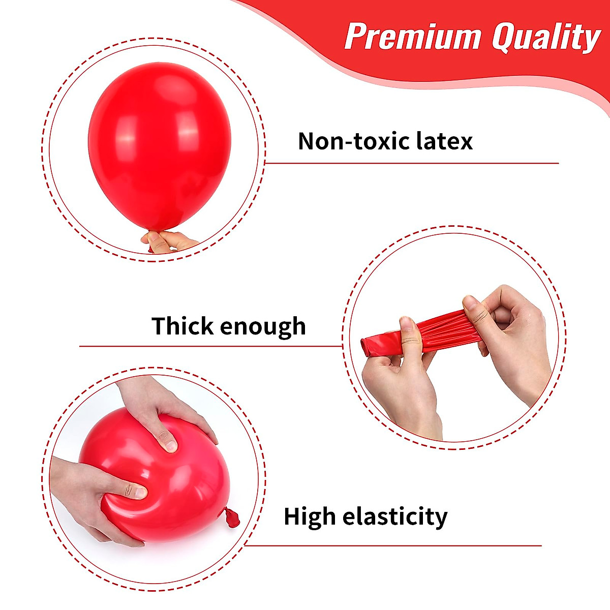 RUBFAC Gender Reveal Red Balloons, Different Sizes 105pcs 5/10/12/18 Inches for Garland Arch, Premium Party Latex Balloons for Birthday Wedding Valentines Day Baby Shower Graduation Party Decoration