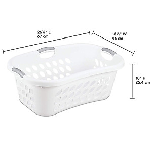 Hip Hold Plastci Laundry Basket, White with Titanium Handles