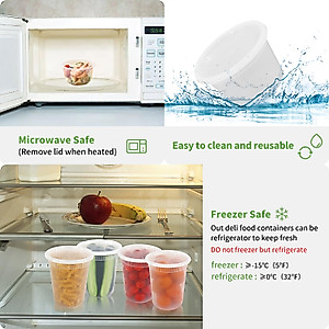 [50 Sets - 32 oz.] Plastic Deli Disposable Food Storage Containers With Airtight Lids, Deli, Slime, Soup, Meal Prep Containers | BPA Free | Stackable | Leakproof | Microwave/Dishwasher/Freezer Safe…