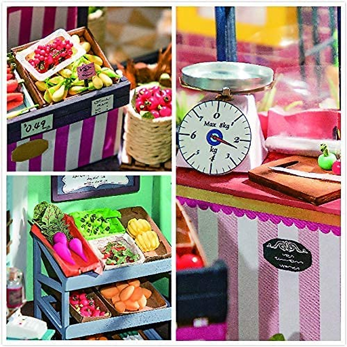ROBOTIME DIY Miniature Dollhouse Kit with Furniture Miniature Room Kit for Adults 1:24 Scale Dollhouse - Carl's Fruit Shop