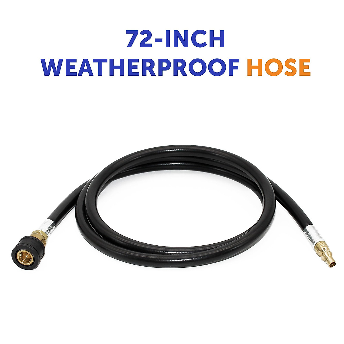Flame King RV, Van, Trailer, Dual Quick Connect Hose, LP Gas Only, 72 Inch, 1/4 Inch ID - 100395-72 , Black