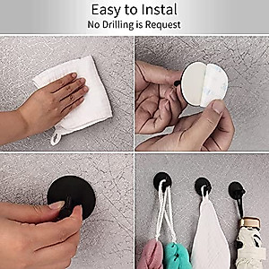 KINMINGZHU 2pcs Black Self Adhesive Hooks, Self Adhesive Wall Mounted Hanger，No Drill No Screw for Key Coat Towel for Kitchen Bathroom Toilet