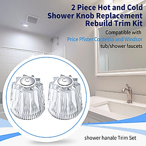 Sel Natural 2 Set Shower Faucet Handle Replacement, Compatible with Price Pfister Contessa and Windsor Tub and Shower Faucets Clear Acrylic Hot and Cold Shower Knob Replacement for Remodeling Trim