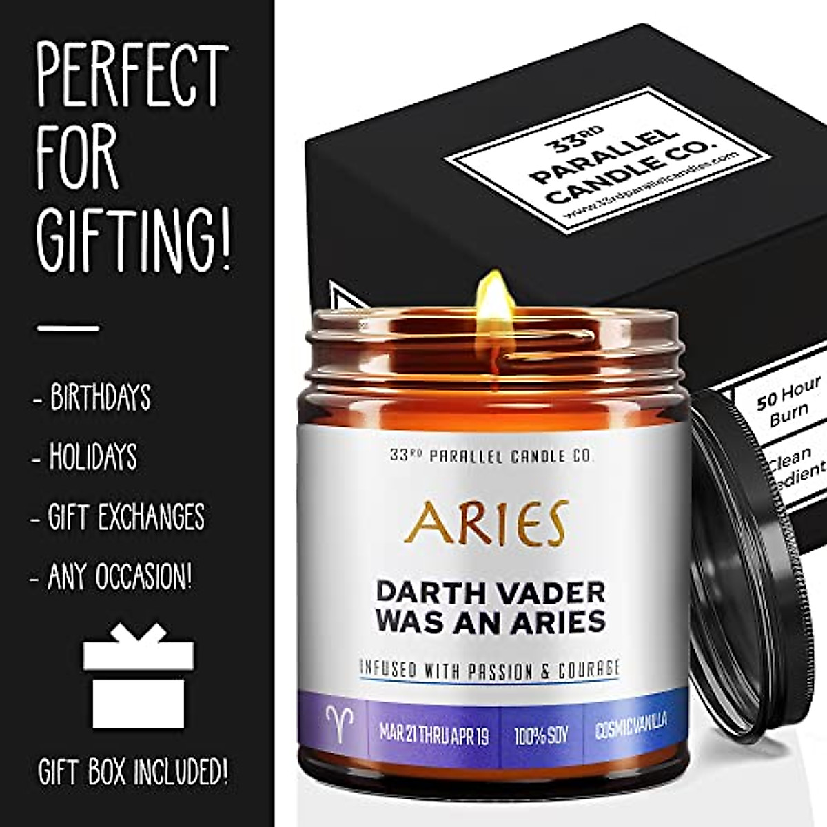 Aries Gifts for Women, Astrology Gifts for Women, Zodiac Gifts, Aries Candle, Zodiac Sign Gifts, Unique Candles, Candles Gifts for Women, Birthday Gifts for Women | Hand Crafted USA | 9oz
