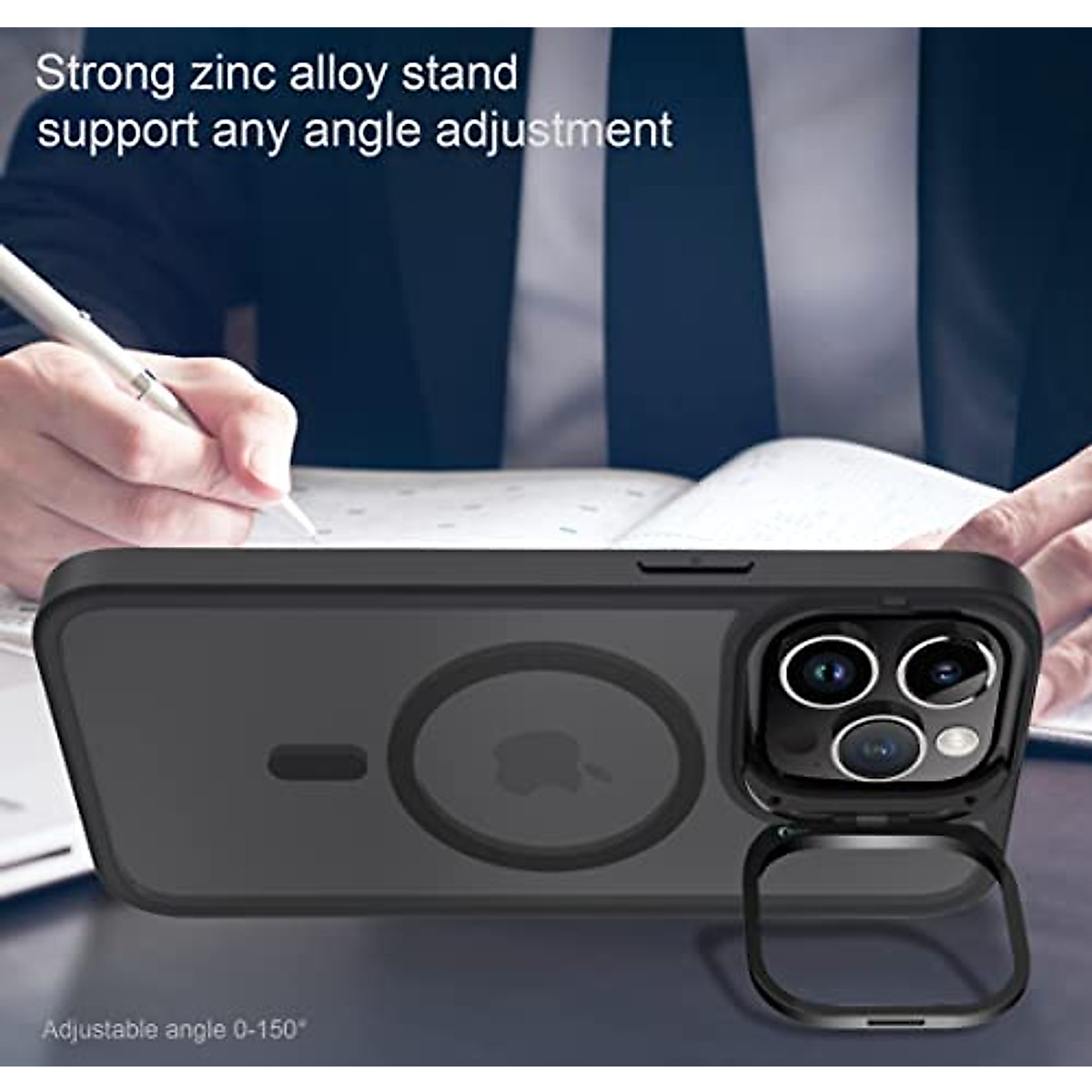 chitri Camera Kickstand Magnetic Case,Compatible with iPhone 14 Pro Max Case with Ring Stand,[Compatible with MagSafe] [Military Grade Drop Tested] Translucent Matte Case