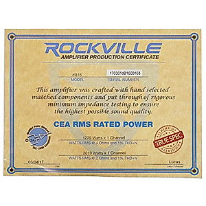 Rockville dB16 8000 Watt Peak/2000w RMS Mono 2 Ohm Amplifier Car Audio Amp, Black 15.1 Pounds