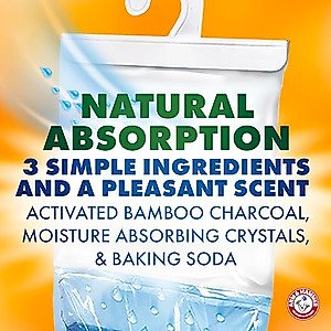 Arm & Hammer Essentials Hanging Moisture Absorber and Odor Eliminator, 17.5 oz., 3 Pack, Linen Fresh, Moisture Absorbers for Closets, Laundry Rooms and Bedrooms, Long-Lasting Freshness