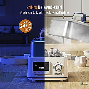 Razorri Electric Food Steamer 5-Quart Stainless Steel with Timer, 24H Delayed Start, Auto Keep Warm, and Large 68 Oz Water Capacity - Ideal for Cooking Healthy Vegetables, Poultry, Fish, Meat and more