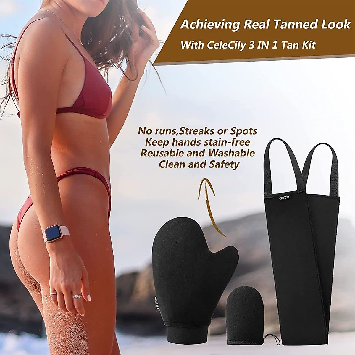 Self Tanning Mitt Applicator- Tanning Mitts Self Tanner Mitt Applicator Self Tanning Glove for Self Tan Mitt Self Tanner Mit, No Slide Off Self Tanner Glove Spray Tan Mitt Soft Self Tan Mit