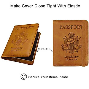 WALNEW RFID Passport Holder Cover Wallet for Women Men, PU Leather Card Holder Passport Case Travel Essentials for Family Vacation, Brown