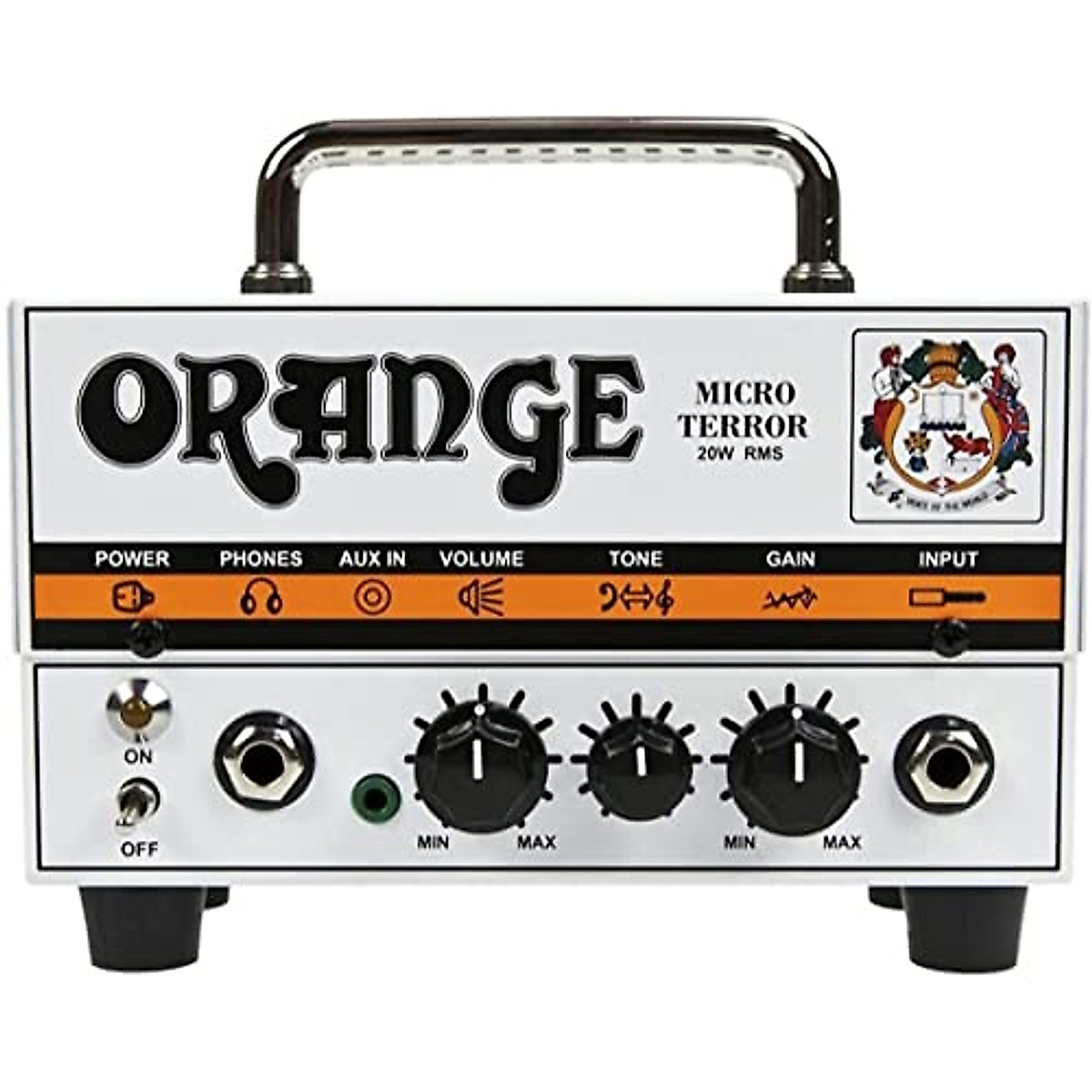 Orange MT20 Micro Terror 20-Watt Mini Hybrid Guitar Amplifier Head Bundle w/ 10' Pig Hog Woven Instrument Cable, Power Supply and Liquid Audio Polishing Cloth (4 Items)