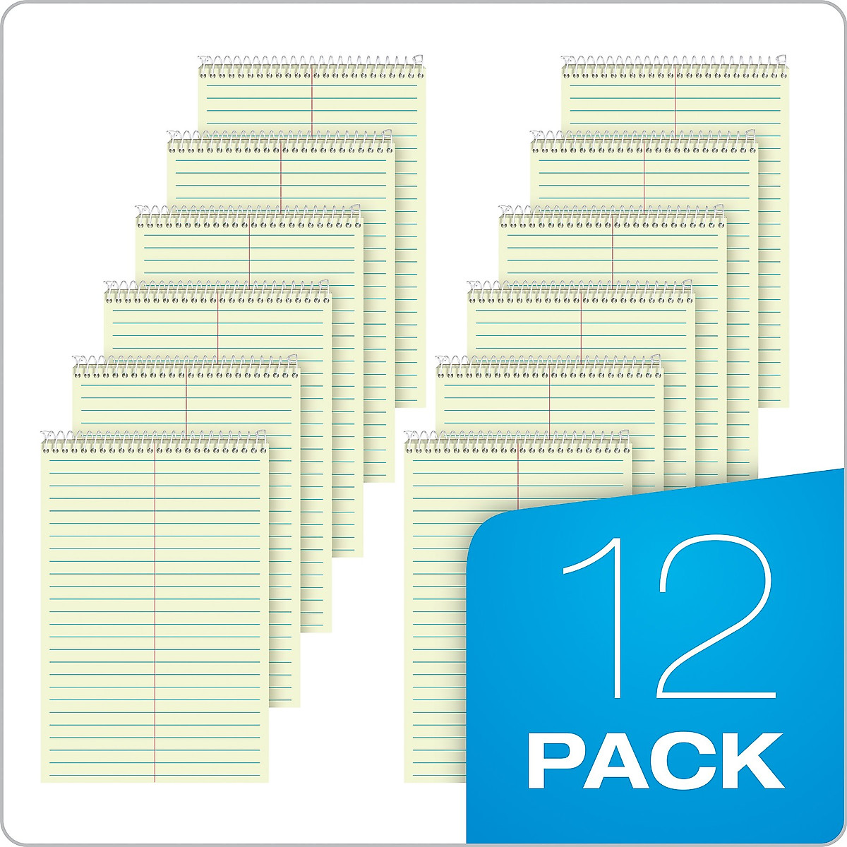 TOPS Steno Books, 6" x 9", Gregg Rule, Green Tint Paper, 60 Sheets, 12 Pack (8001)