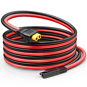 ELECTOP 10AWG SAE to XT60 Connector Extension Cable, SAE Plug XT60 Female Adapter Charger Solar Panel Cable Connector Kit for Solar Generator Portable Power Station with SAE Polarity Reverse Adapter