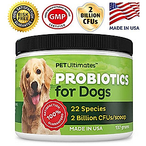 Pet Ultimates Probiotics for Dogs – 22-Species Dog Probiotics for Dog Digestive Support & Dog Antibiotics Recovery – Skin and Coat Supplement for Dogs Enhances Vitality – Dog Health Supplies (137 gr)