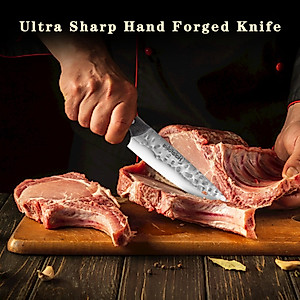 HolaFolks Chef Knife, 8 Inch Professional Kitchen Knife High Carbon Stainless Steel Butcher Knife Ultra-Sharp Boning Knife with Ergonomic Handle Gift Box Home Restaurant