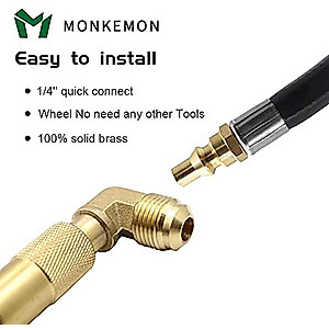 Monkemon Propane Elbow Adapter with Extension Hose, 12FT Propane Quick Connect Hose RV to Grill for Blackstone 17" and 22" Griddle, Lp Quick Connect Hose Rv Grill For Camp Chef Stove Portable Fire Pit