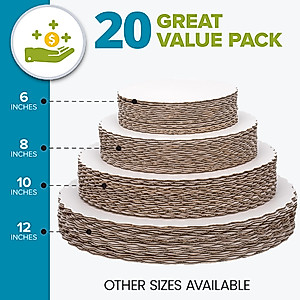 Fit Meal Prep [20 Pack] 8 Inch Cake White Cardboard Disposable Cake Bottoms Pizza Circles Round Base Stand for Desserts and Pastries Grease Proof and Moisture Resistant, Christmas, Birthday, Wedding