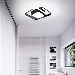 CANEOE Small Ceiling Light Modern LED Acrylic Square Ceiling Lamp Cool White 6000K Lighting Fixtures for Bedroom Kitchen Living Room Study Hallway Small Asile Lamp Corridor Lights (Black)