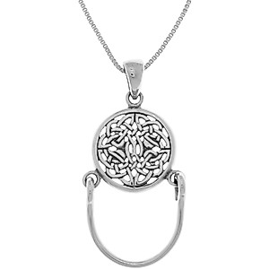 Jewelry Trends Sterling Silver Celtic Knotwork Charm Holder Round Pendant Necklace 18"