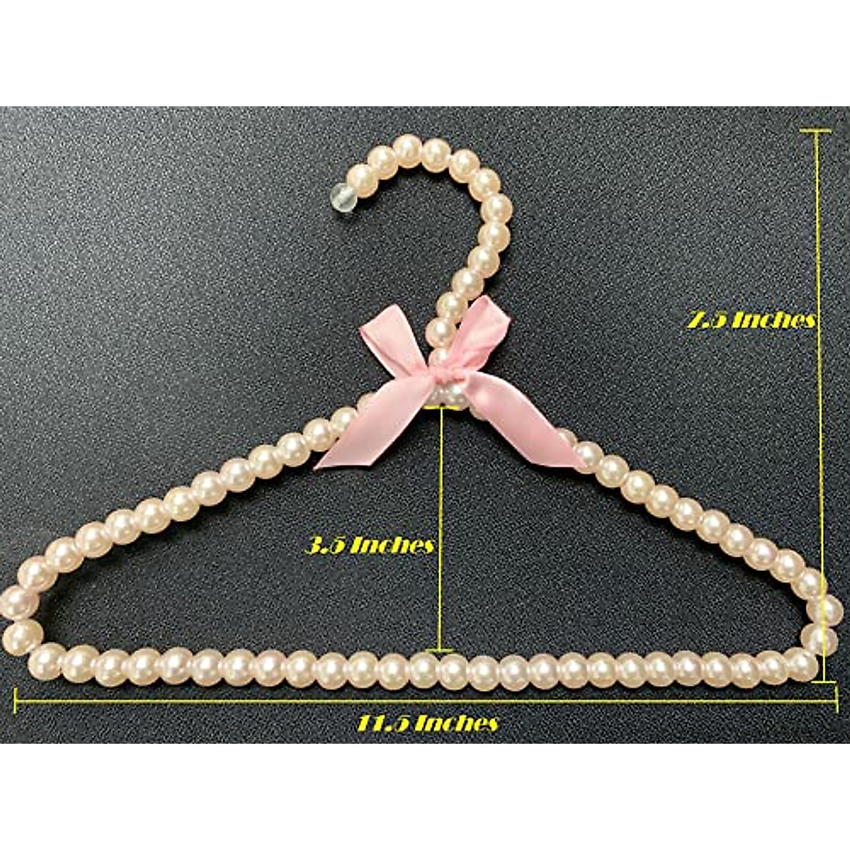 Pearl Clothes Beads Hangers for Kids Baby Girl Infant Toddler Childerns for Fancy Dress Closet Hanger Elegant Gift Ideas Metal Hangers (5 Pack) Pink