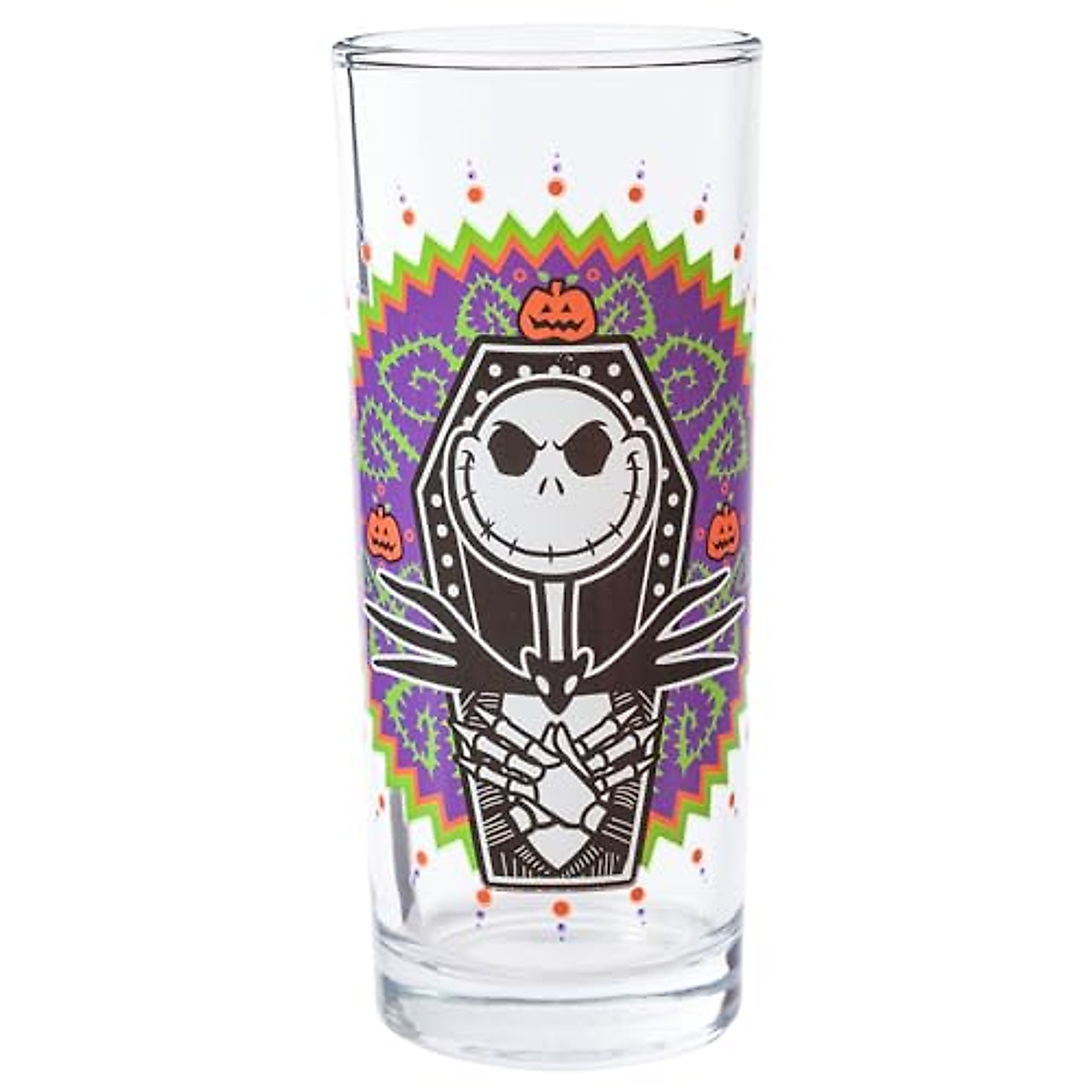 Silver Buffalo Disney Tim Burton Nightmare Before Christmas Day of the Dead Design 4 Pack Tumbler Glass Set, 10 Ounces