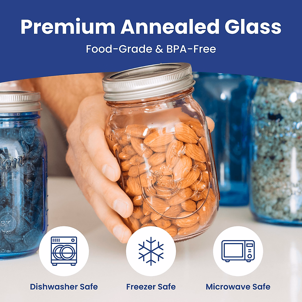 Wallaby 16oz Regular Mouth Pink Mason Jars with Lid & Seal Bands - Airtight Glass Container for Canning, Pickling, Food Storage, Candles, Home Decor, Overnight Oats, Fruit, Jam, Jelly or DIY (4-Pack)