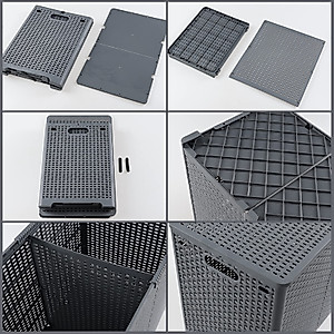 Qqbine Plastic Laundry Hamper Separation Basket with Lid, 2 Sections Folding Laundry Hamper