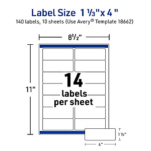 Avery Printable Address Labels with Sure Feed, 1-1/3" x 4", Matte Clear, Permanent Adhesive, Inkjet Printers, 140 Blank Mailing Labels, Great for Mailing, Product Labels, Jar Labels, and More (18662)