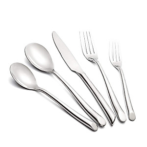 Kelenfer Silverware Stainless Steel Flatware set 20 Piece Cutlery with Wave Handle Home Hotel Restaurant Use Service for 4