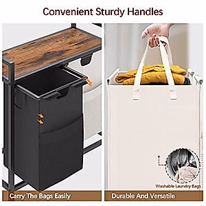 Lulive Double Laundry Hamper, Multifunctional Basket Organizer, 112L Laundry Sorter with Removable Bags and Fabric Handles, Large Top Shelf Laundry Bag for Bathroom, Dorm, Laundry Room