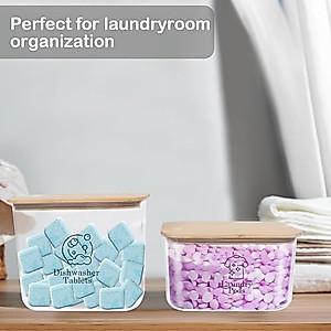 Xbopetda Laundry Pods Container Dishwasher Pods Holder, Acrylic Laundry Powder Detergent Dispenser Dishwasher Tablets Container, Sealing Lid and Scoop, Kitchen Storage Laundry Room Organizer - Clear