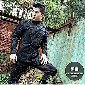 HANSTRONG GEAR Men Tactical BDU Combat Uniform Jacket Shirt & Pants Suit for Army Military Airsoft Paintball Hunting Shooting War Game Black(XL)
