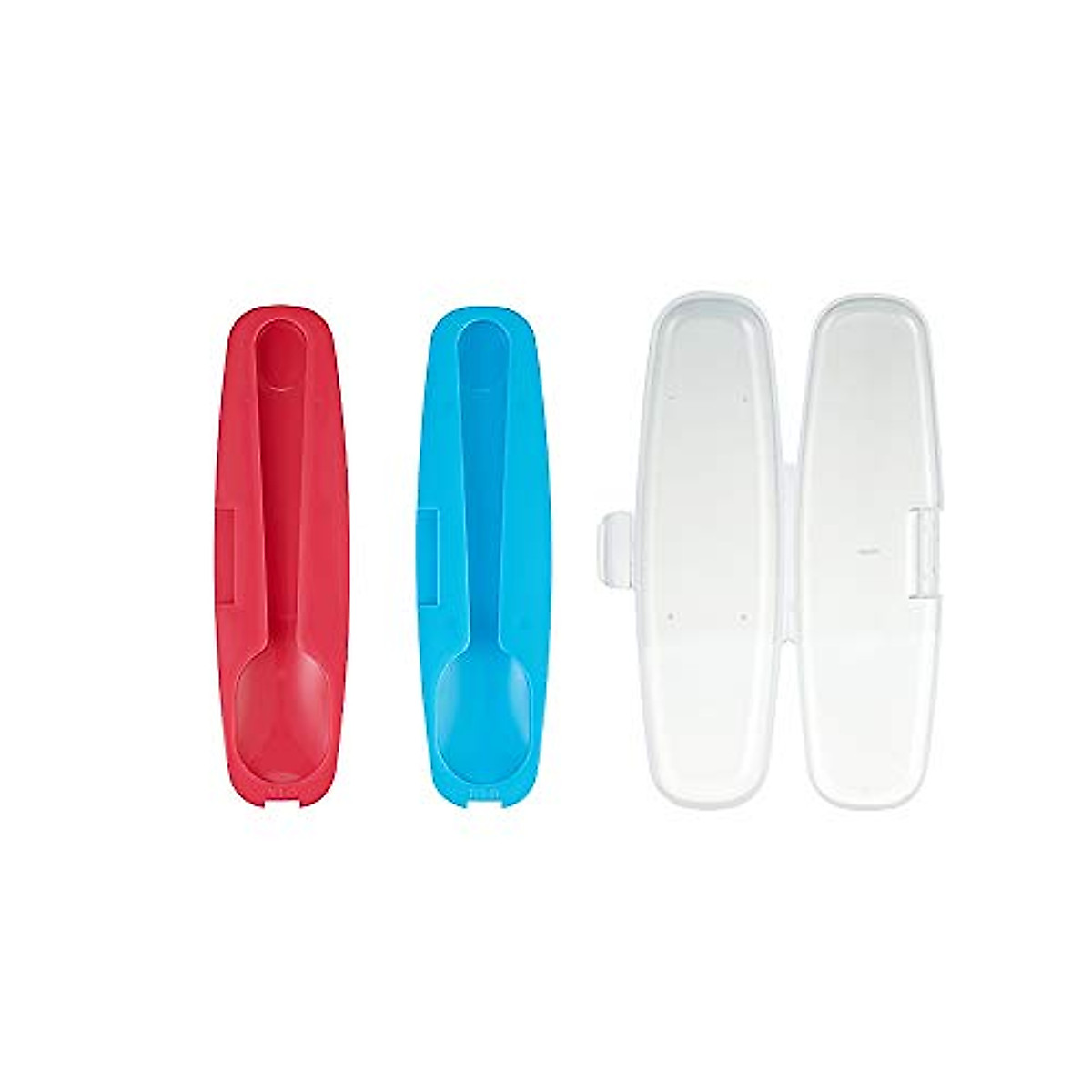 Innobaby Din Din Smart Stainless Steel Spoon and Fork with Carrying Case. Utensil Set for Kids and Toddlers. BPA Free. Green, 2 Count (Pack of 1)