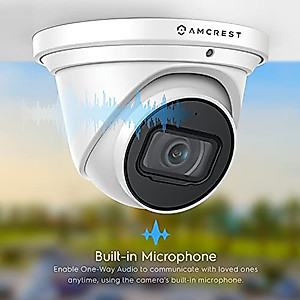 Amcrest 2-Pack UltraHD 4K (8MP) Outdoor Security IP Turret PoE Camera, 3840x2160, 98ft NightVision, 2.8mm Lens, IP67 Weatherproof, MicroSD Recording (256GB), White (2PACK-IP8M-T2599EW)