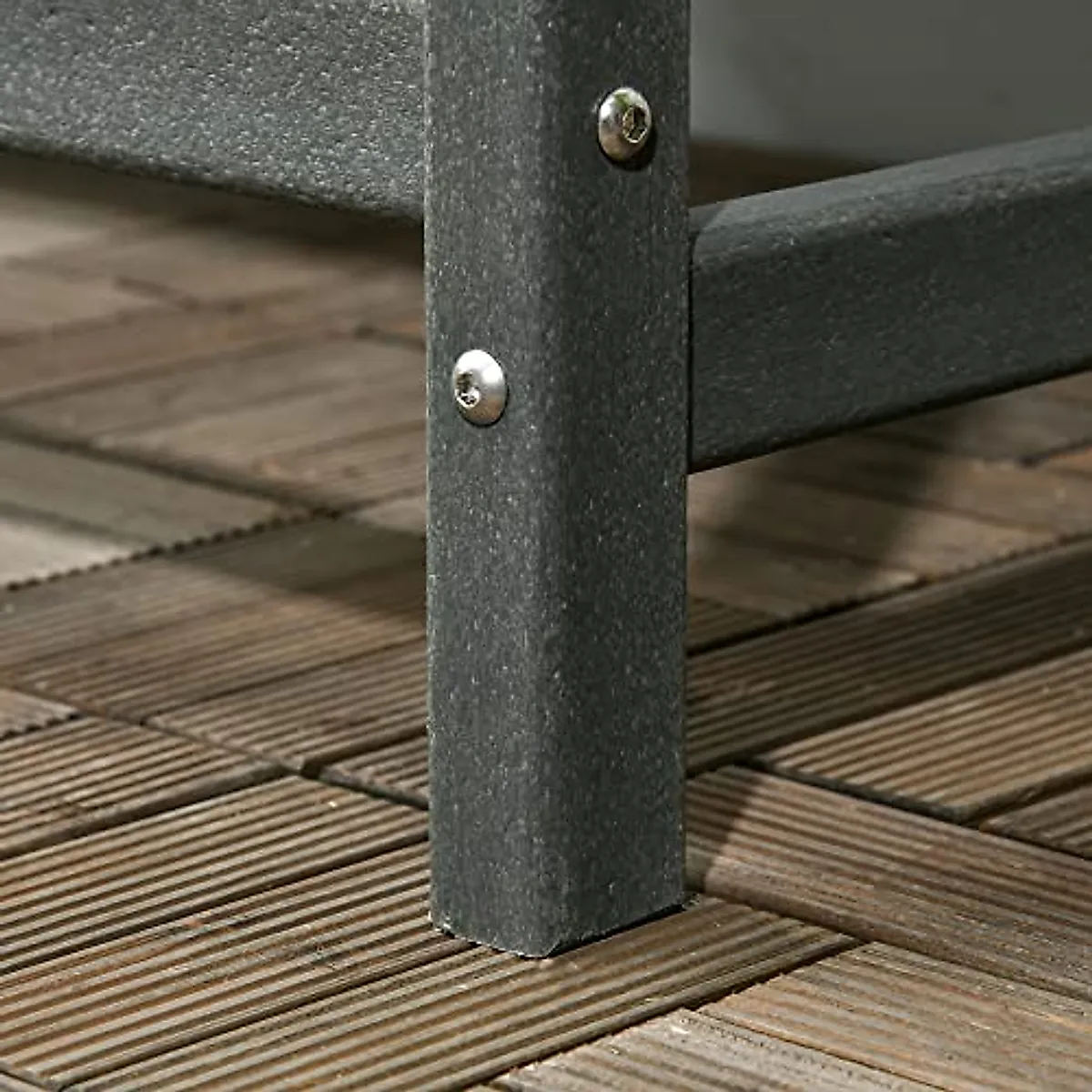 Outsunny Outdoor Bench for Two Person, Waterproof HDPE Garden Bench with Slatted Backrest and Seat, Patio Loveseat with Armrests for Lawn, Yard, Balcony, Porch, Dark Gray