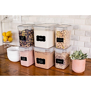 Simple Gourmet Airtight Food Storage Containers - Set of 6 Flour and Sugar Canisters for Pantry Storage and Organization - Marker & Labels Included