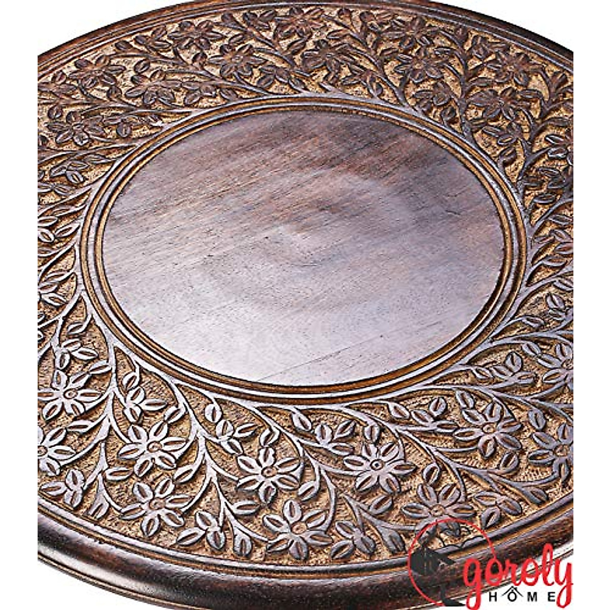 Coffee Table Wooden With Single Pillar, Wooden End Table, Small Table, Night Stand, Desk Side Table, Bedside Table, Entry Table, Living Room Side Table for Magazines, Books & Plants-18x22 Inch Burnt