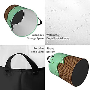 FeHuew Mint Vanilla Ice Cream Collapsible Laundry Basket with Handle Waterproof Fabric Hamper Laundry Storage Baskets Organizer Large Bins for Dirty Clothes,toys,Bathroom